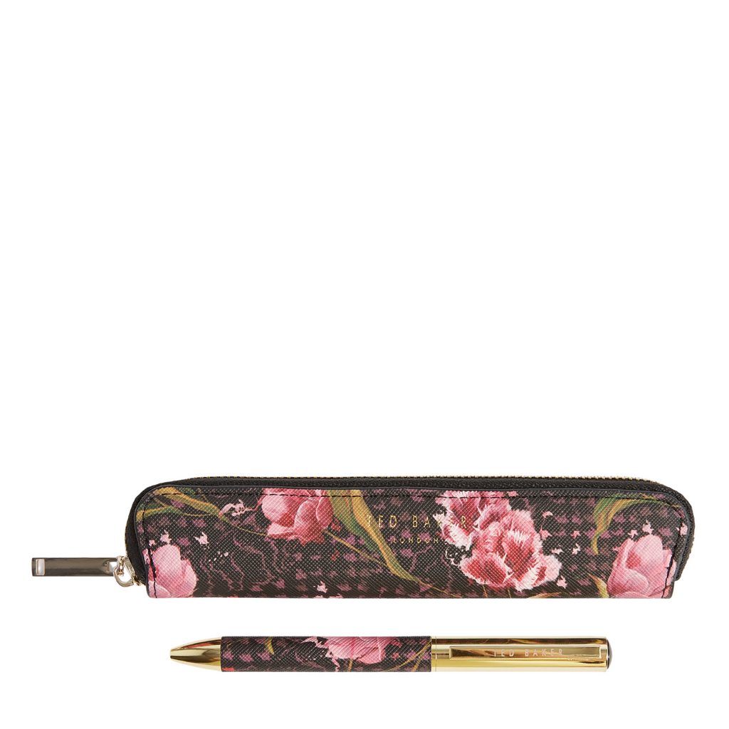 Ted Baker Black Tunisa Printed Saffiano Pen and Pouch | Hurleys