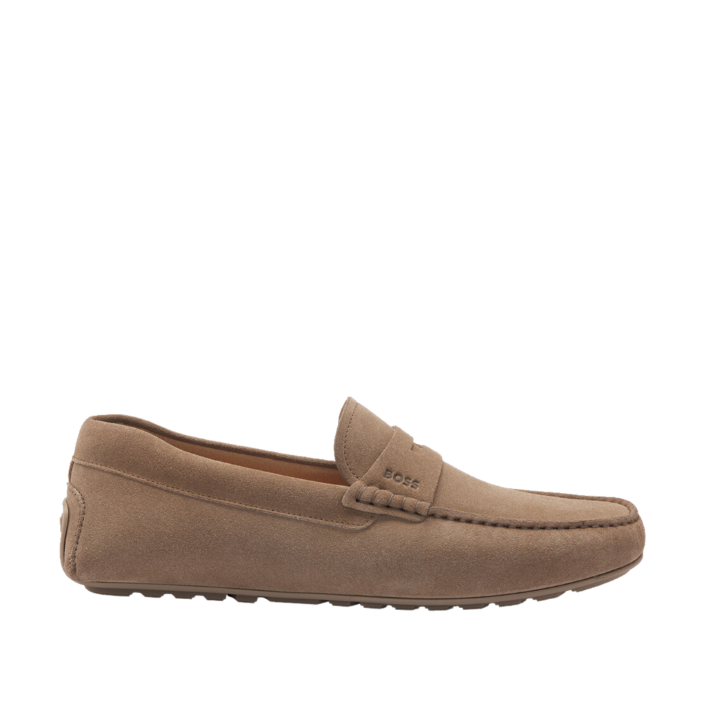 BOSS Medium Beige Noel Moccasin Suede Shoes | Hurleys