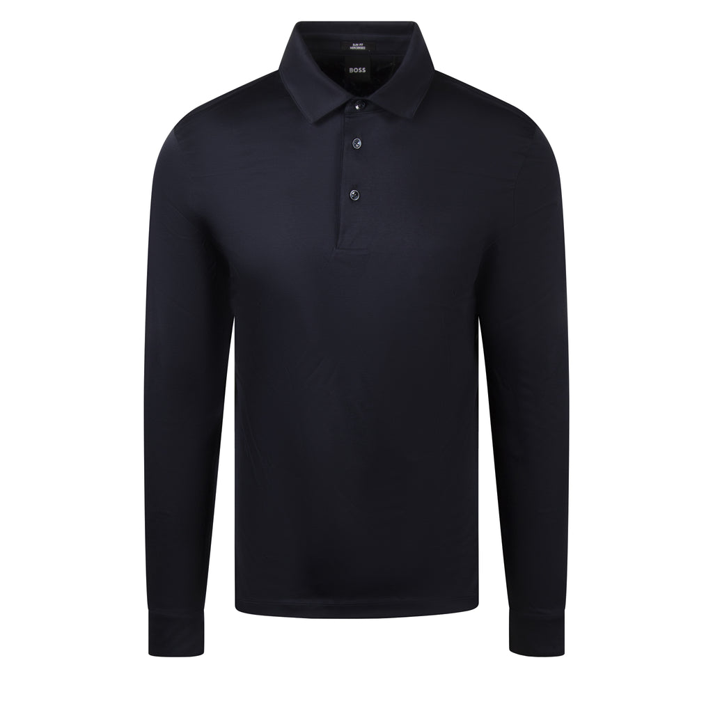 BOSS Dark Blue H-Pleins L/s Polo Shirt | Hurleys