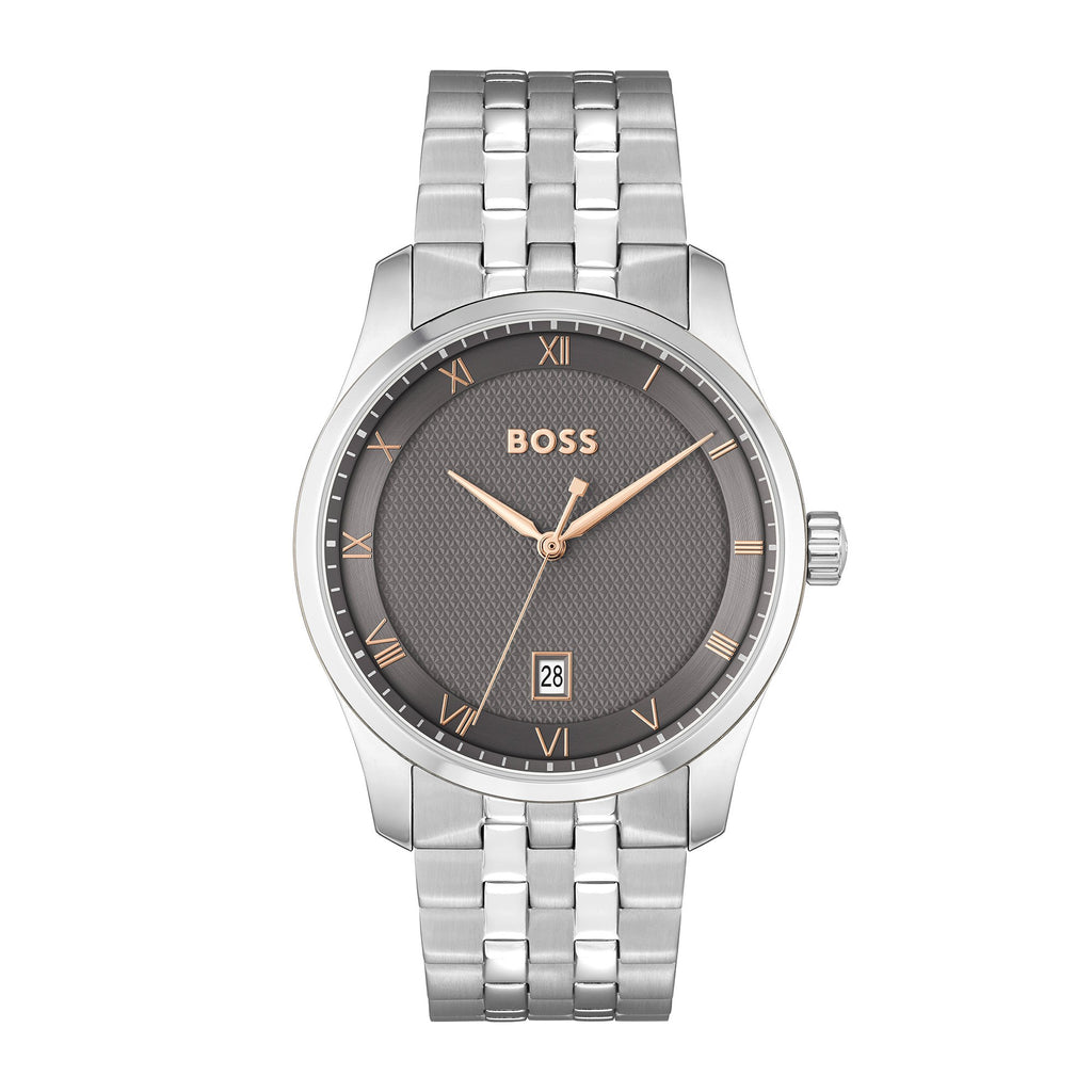 BOSS Watch Mens Silver/Grey Principle Bracelet Watch | Hurleys